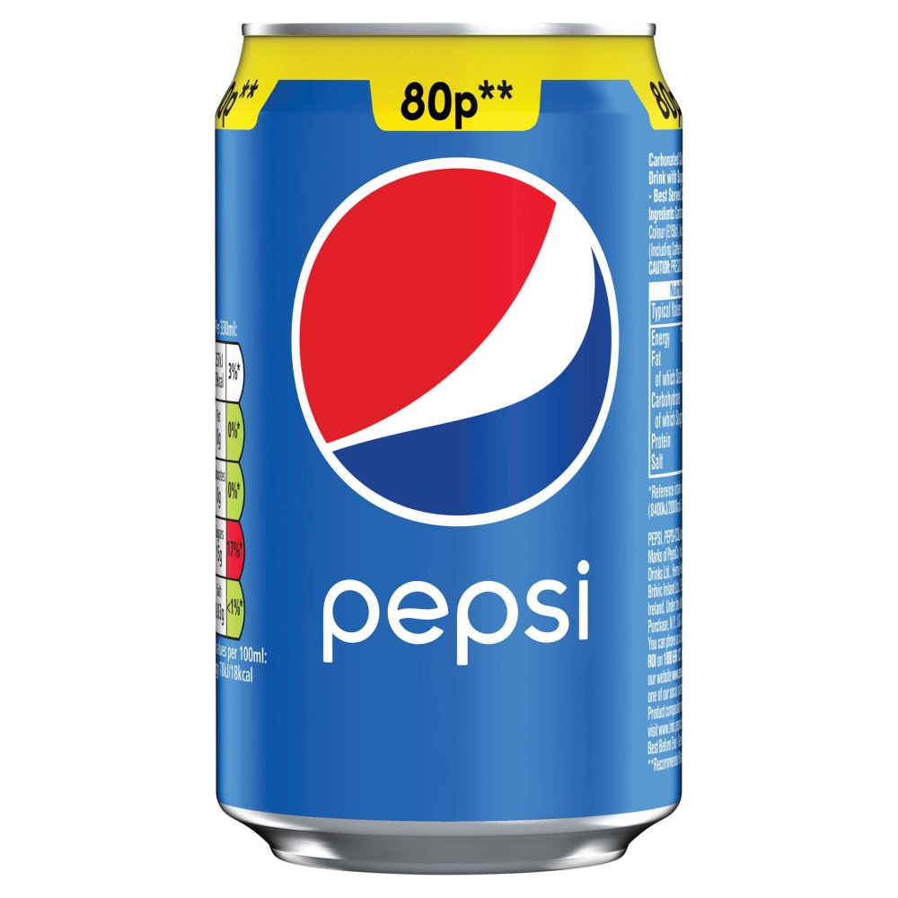 Pepsi Cola Can PMP 330ml [PM80p], Case of 24 – British Hypermarket-uk