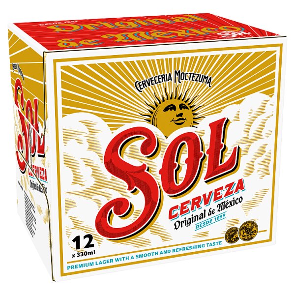 Sol Original de México Premium Lager Bottles 12 x 330ml - Case of 12 ...