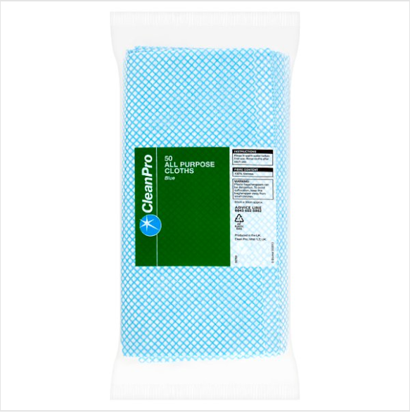 British Hypermarket - Clean Pro 50 All Purpose Cloths Blue 60cm x 30cm ...