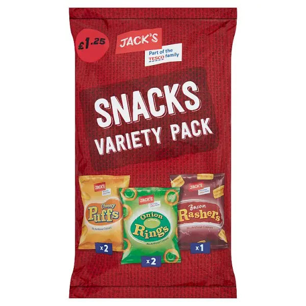 Jack's Snacks Variety Pack 5 x 16g [PM £1.25 ], Case of 10 Crisps ...