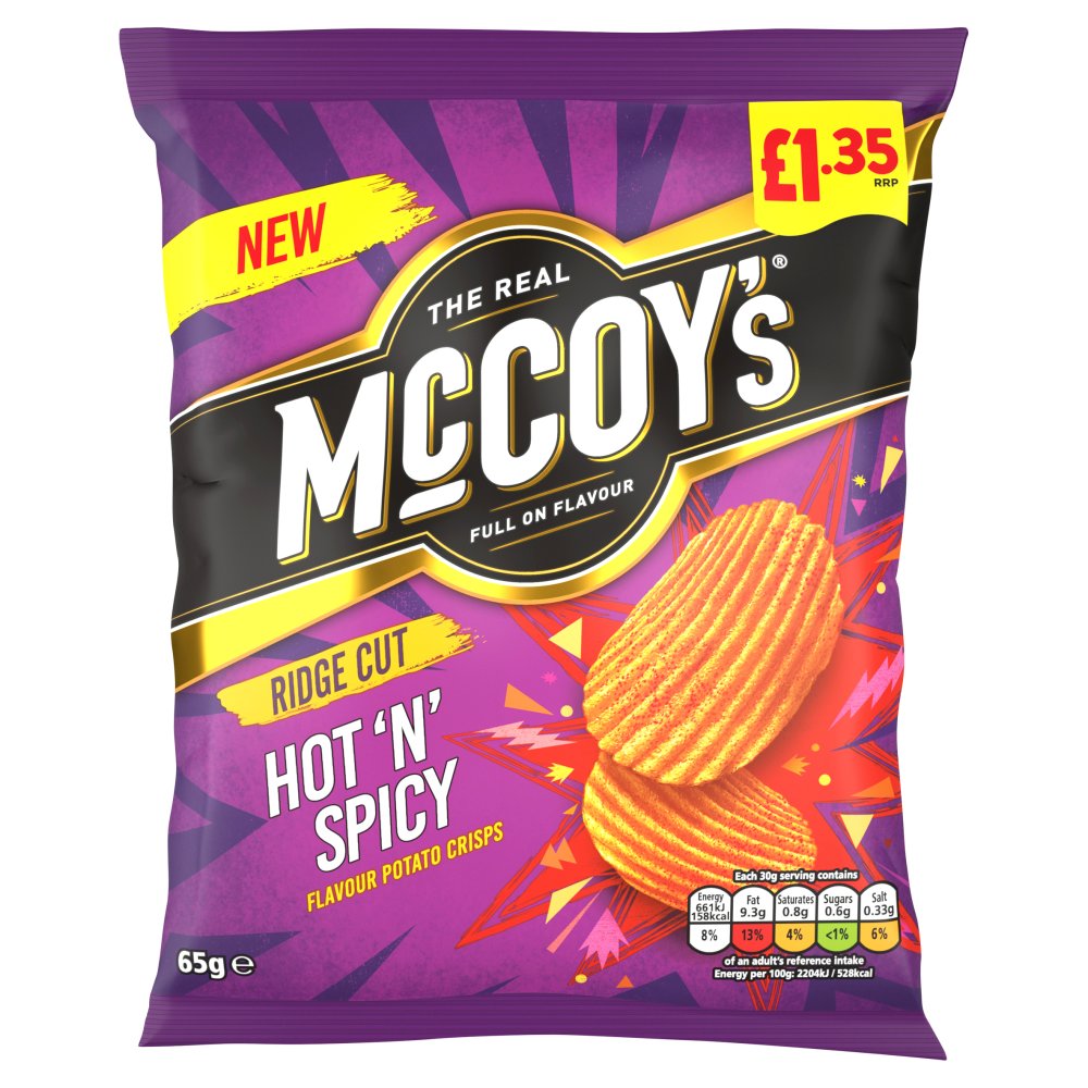 McCoy's Hot'n'Spicy Crisps 65g x 20 £1.35 PMP – British Hypermarket-uk