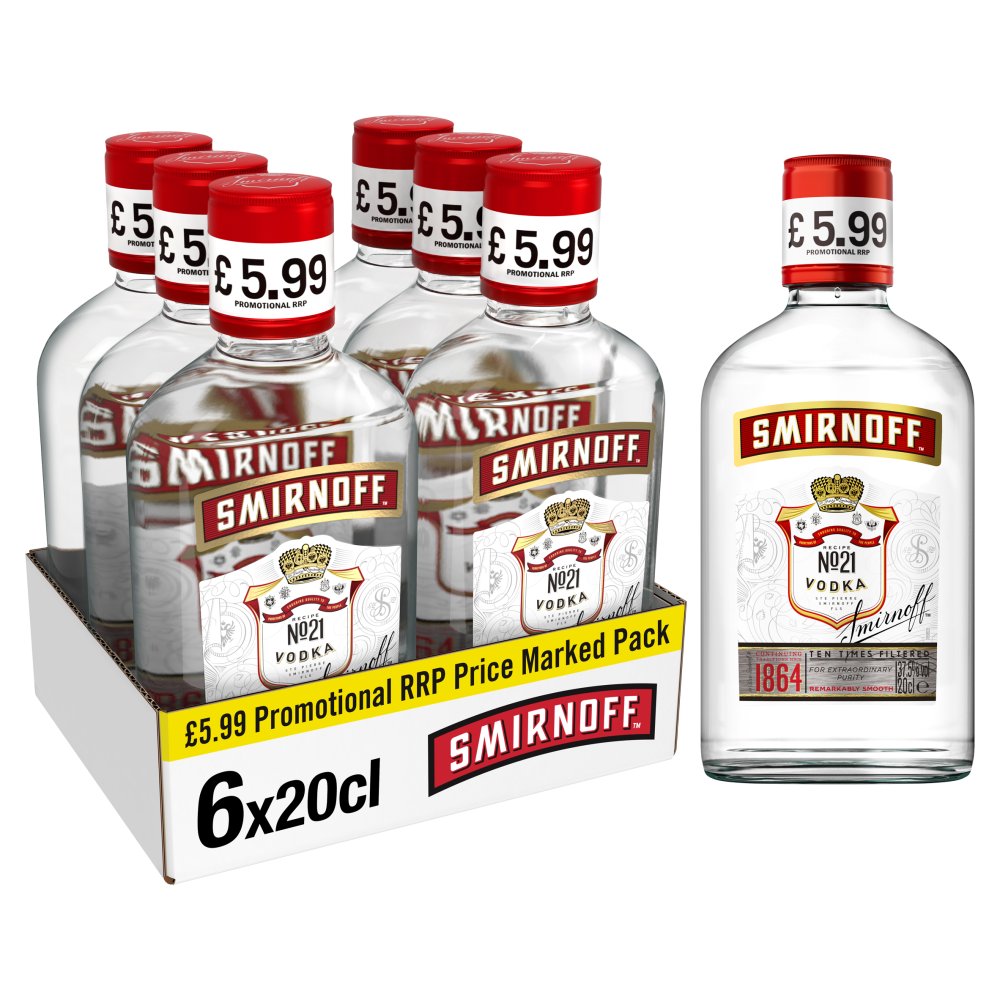 Smirnoff No. 21 Vodka 20cL PMP £5.99, Case of 6 Vodka - British ...