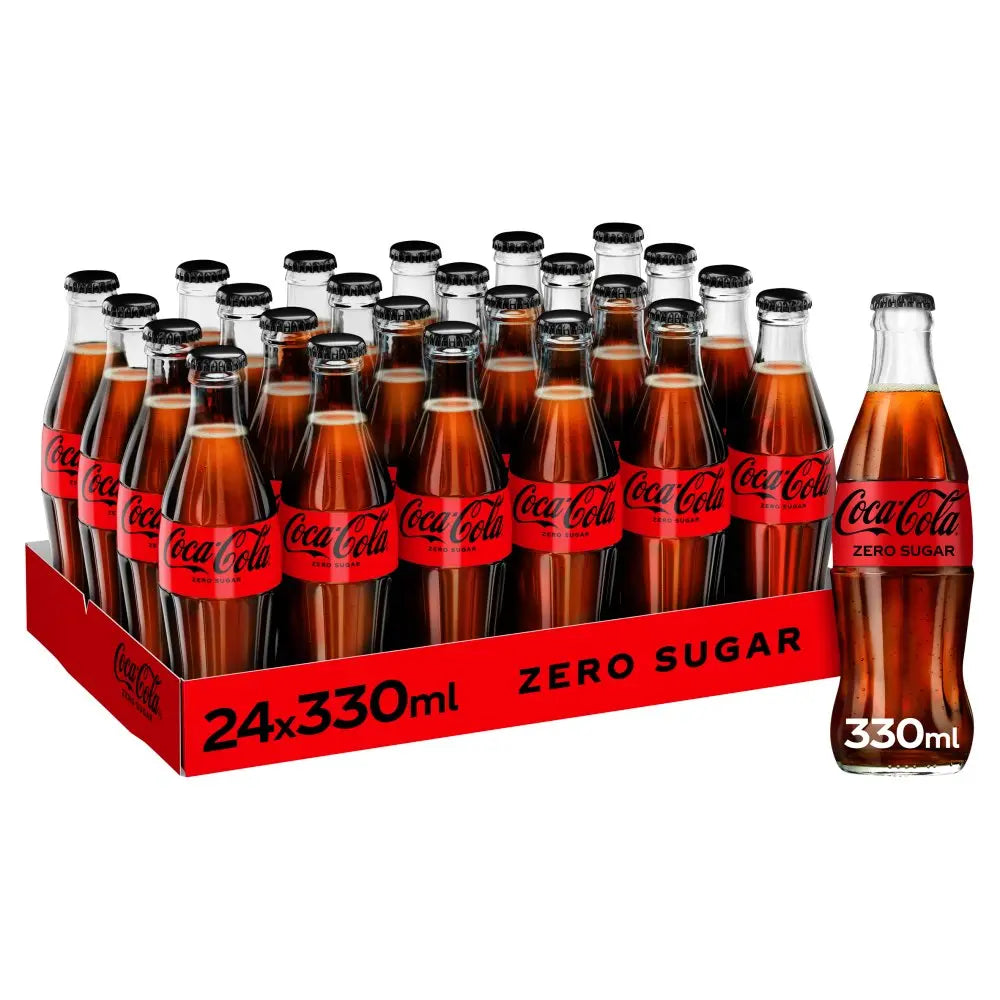 Coca-Cola Zero Sugar Glass Bottles 330ml, Case of 24 Adult Drinks ...
